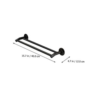 PHENOFICE 1pc Double Bar Towel Rack Towel Rack Bath Towel Hanger Household Towel Rack Punch Storage Holder Towel Drying Rack Towel Stand Towel Rail Black Aluminum Alloy