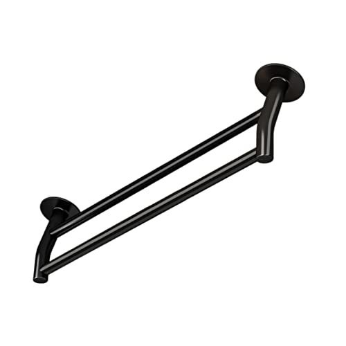 PHENOFICE 1pc Double Bar Towel Rack Towel Rack Bath Towel Hanger Household Towel Rack Punch Storage Holder Towel Drying Rack Towel Stand Towel Rail Black Aluminum Alloy