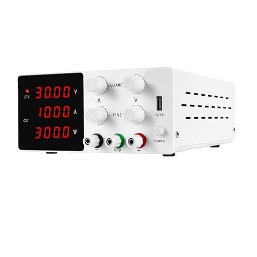 Power Supply 30V10A Current Regulator Switch Power Supply Adjustable Voltage Regulator Bench Source Digital 60V5A(30V10A White,110V)