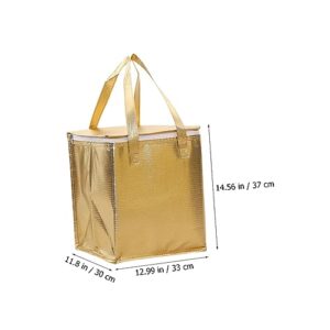 Amosfun Zipper Food Bag Heat Preservation Bag Aluminum Food Bag Cake Insulated Bag Grocery Shopping Bag Drink Cooler Bag Lunch Tote Bag Cooler Bags Insulated Non-woven Fabric Golden