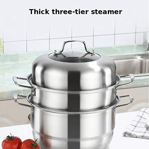 28cm Stainless Steel Three Layer Thick Steam Pots Soup Steamer Universal Cooking Boilers for Induction Cooker Gas Stove Pot