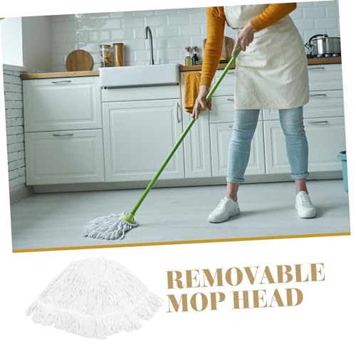 KICHOUSE Mop Replacement Head Floor Sweeper Household Mop Pad Spins Mop Refill Floor Cleaning Mop Head Commercial Mop Head Reusable Mop Pad Wet Mop Head Refill Mop Pads White Cotton Thread