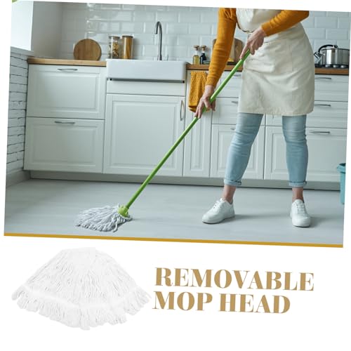 Amosfun Mop Replacement Head Mop Pads Replacement Floor Cleaning Mop Head Commercial Mop Head Wet Mop Head Refill Household Mop Pad Spins Mop Refill Floor Sweeper White Cotton Thread