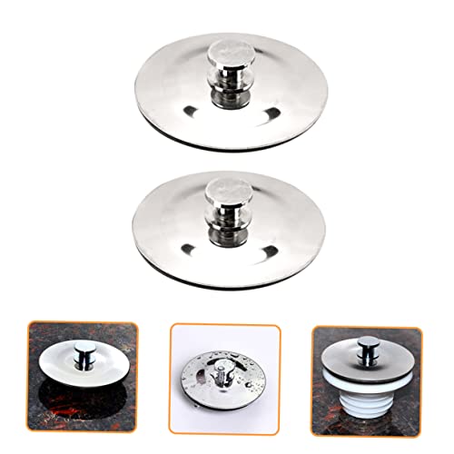 KONTONTY 2pcs Bathtub Bath Shower Drain Covers Easy to Remove Stopper Sink Basket Replacement Stopper Suction Stopper Easy to Use Stopper Silver