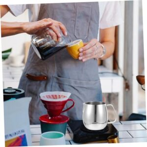 LALADEFIEE Pull Cup Milk Cup Milk Frother Cup Cream Measuring Cup Steaming Jug Steaming Milk Pitcher Frothing Cup Machine Cleaning Tea Coffee Steel Coffee Drinks Stainless Steel Silver