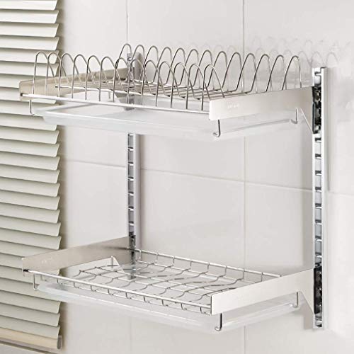 PLABCATNB Dish Rack,Kitchen Racks Drain Dish Rack Wall Mount Perforated Installation - 2 Layers / 3 Layers/3 Layers (2 Layers)