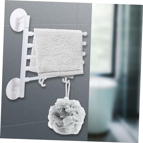 STOBAZA 1 Set Bathroom Towel Rack Towel Bar Drying Rack Swivel Towel Rack Coat Hangers Towels Towel Hanging Holder Towel Hanger Wall Shelf Toilet Tissue Rack Bath Towel Rack White Rubber