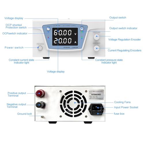 1PCS High-Power Adjustable DC Power Supply 30V 60V 100V 200V 10A 20A 30A Electroplating Aging Programmable Power Supply(30V 40A,110V)