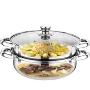 28CM Two-layer Soup Stock Pots With Steamer Stainless Steel Layer Multi-purpose Multi-function Cooking Pot