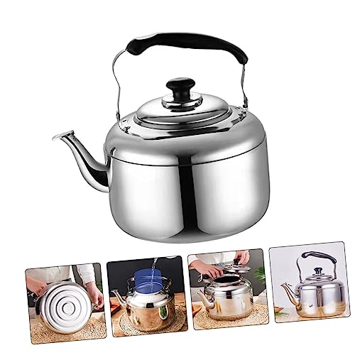 PAMINGONO Stainless Steel Kettle Tea Kettle Stainless Electric Tea Serving Pot Water Boiling Pot Stove Safe Insulated Teapot Espresso Machines for Home Coffee Espresso Maker Teakettle Silver