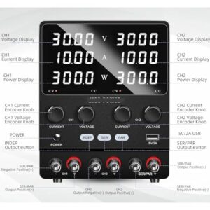 30V10A DC Dual-Channel Power Supply Adjustable Variable Multiple Output Regulated Series Parallel Connection 60V(SPS305-2KD 30V5A,110V)