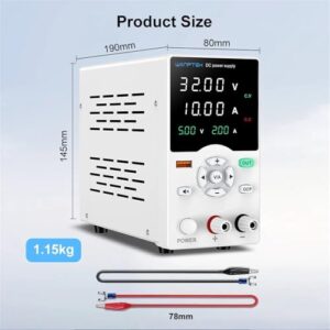 DC Power Supply, 30V 10A Benchtop Power Supply with Precise Voltage and Current Setting Buttons, with USB Quick Charge Display(GC3010B,220V AU Plug)