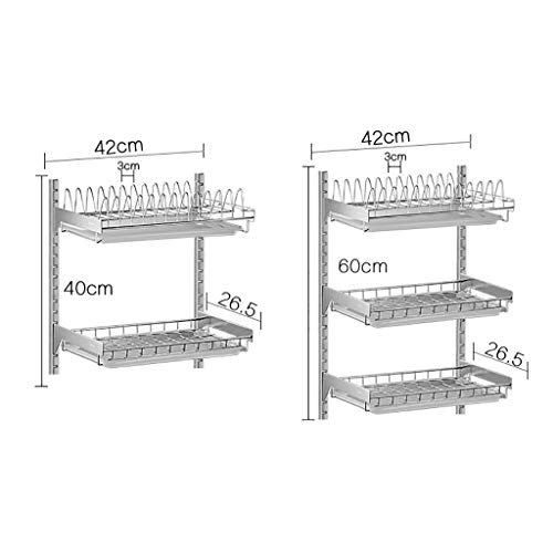 PLABCATNB Dish Rack,Kitchen Racks Drain Dish Rack Wall Mount Perforated Installation - 2 Layers / 3 Layers/3 Layers (2 Layers)