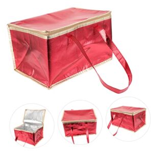 Zerodeko Insulated Bag Portable Food Bag Insulated Tote Bags Insulated Camping Bag Food Warmer Bag Insulated Grocery Bags for Foods Takeout Food Bag with Zipper Pizza Bag Red Film