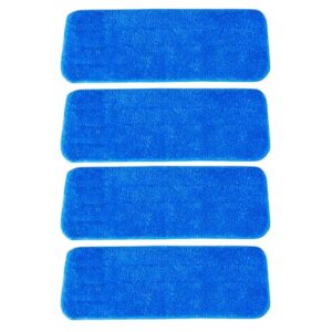 4 pack microfiber spray mop replacement heads for wet/dry cleaning compatible with bona & other flat mops, 18"x5.5" reusable refills for home & commercial use