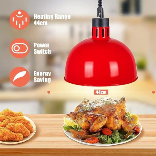 Food Heat Lamp Telescopic Lamp Food Warmer Lamp Hanging Barbecue Heating Chandelier Bulb Suitable for Kitchen,Restaurant,Blue