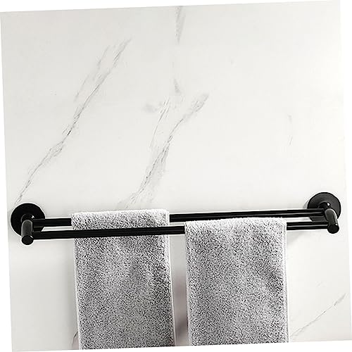 PHENOFICE 1pc Double Bar Towel Rack Towel Rack Bath Towel Hanger Household Towel Rack Punch Storage Holder Towel Drying Rack Towel Stand Towel Rail Black Aluminum Alloy