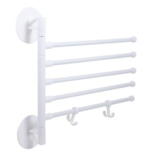 imikeya 1 set towel racks for bathroom wall mounted clothes drying rack coat hangers towel bar towels swivel towel rack hand towel racks for bathroom bath towel rack towel rod white rubber