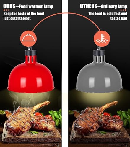 Food Heat Lamp Telescopic Lamp Food Warmer Lamp Hanging Barbecue Heating Chandelier Bulb Suitable for Kitchen,Restaurant,Blue