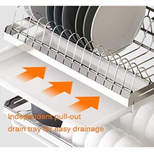 PLABCATNB Dish Storage Racks,Kitchen 201 Stainless Steel Wall-Mounted 2-Layer Dish Rack Drain Rack/Black/41.2 * 26.6 * 40.5Cm (Silver 41.2 * 26.6 * 40.5Cm)