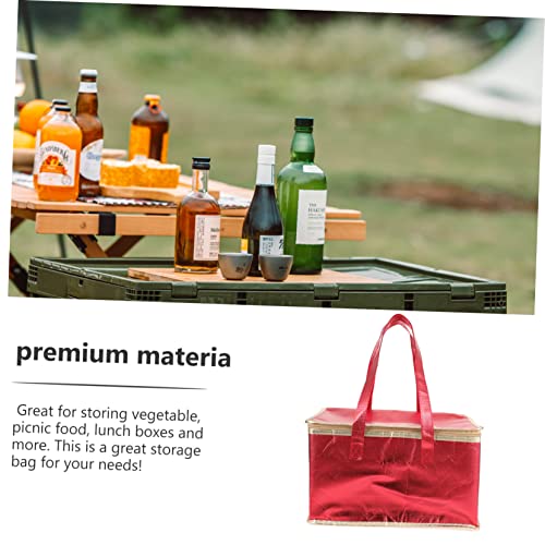 Zerodeko Insulated Bag Portable Food Bag Insulated Tote Bags Insulated Camping Bag Food Warmer Bag Insulated Grocery Bags for Foods Takeout Food Bag with Zipper Pizza Bag Red Film