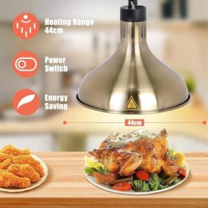 Food Heat Lamp Food Warmer, Restaurant Hanging Retractable Adjustable Chandelier Heating Lamp for Food Warming Buffet Food Warmers,Red Copper Color,Silver