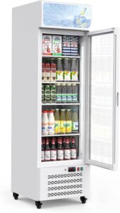 explorehorizon commercial display beverage fridge with glass door display refrigerator drink cooler case fridge 11.3 cu.ft/320l merchandiser refrigerators with 4 adjustable shelves lightbox, white