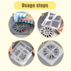 Disposable Hair Drain Stickers, 4" X 4" Disposable Shower Drain Cover Hair Catcher Mesh Stickers, Floor Drain Filter Stickers Hair Catcher, Hair Drain Sticker for Bathroom, Laundry, Bathtub(10PCS)