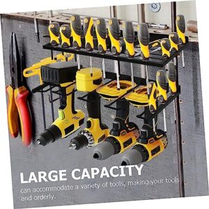 MUSISALY 1 Set Drill Storage Rack Iron Tool Storage Garage Tool Organizer Power Tool Rack Black