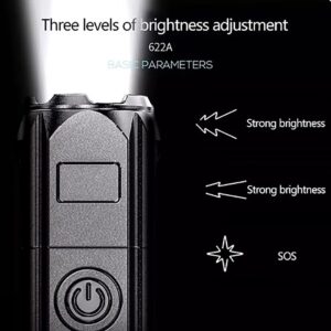 Cenbini 2PCS Peachloft Flashlight, Powerful LED Flashlight, Waterproof Zoom 3 Lighting Modes USB Rechargeable Torch for Outdoor Hiking Emergency (Gray Black)