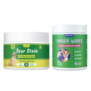 pet care bundle, tear stain remover and finger wipes – gentle, safe, and convenient eye and ear cleaning for all breeds and ages