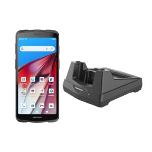 meferi me61 android barcode scanner with charging cradle, compatible with honeywell hs7 scan engine, pda handheld mobile computer, 1d 2d qr, wi-fi 4g bt gps nfc, 6" full-screen, pda for wms