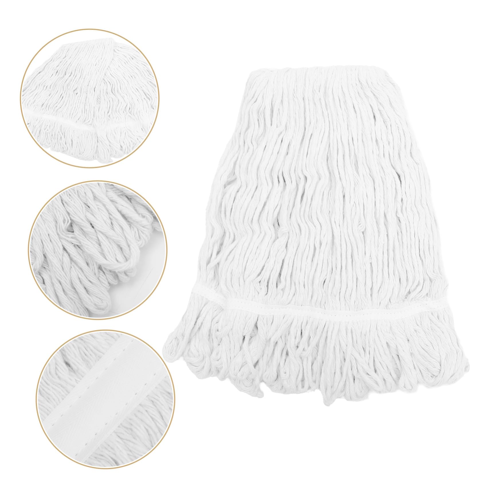 STOBAZA Mop Replacement Head Mop Head Floor Cleaning Mop Head Hardwood Floor Cleaner Wet Mop Head Refill Reusable Mop Pad Household Mop Pad Commercial Mop Head White Cotton Thread