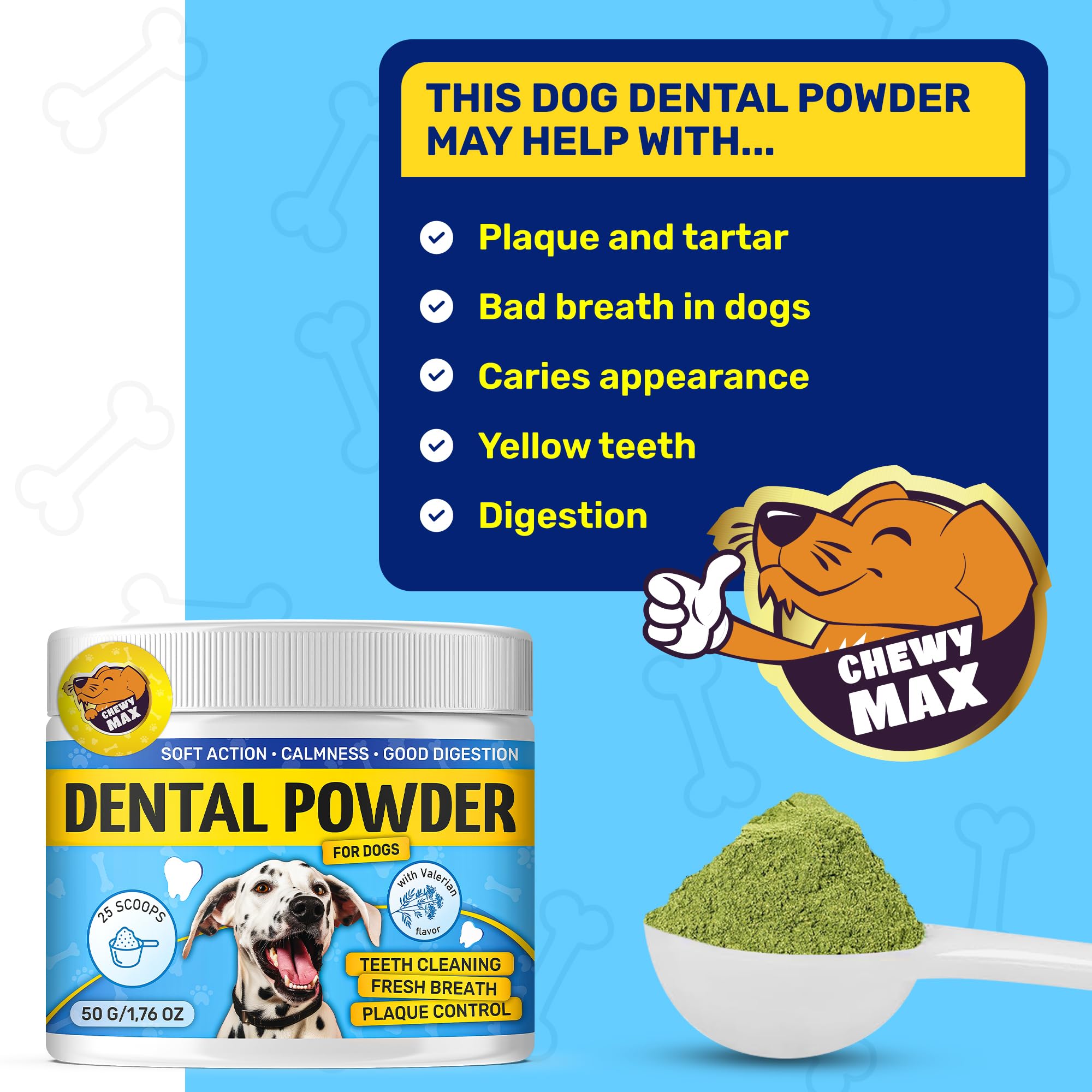 Dog Dental Powder | Dog Breath Freshener | Dog Teeth Cleaning | Plaque Off Powder Dog | Dog Teeth Cleaning Powder | Dental Powder for Dogs Teeth | Canine Plaque Remover | 1.76 Ounces