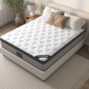 10" queen memory foam mattress & cooling mattress in a box, comfy firm mattress & hybrid mattress with diamond innerspring hybrid & cooling gel memory foam, pressure relief and support (10", queen)