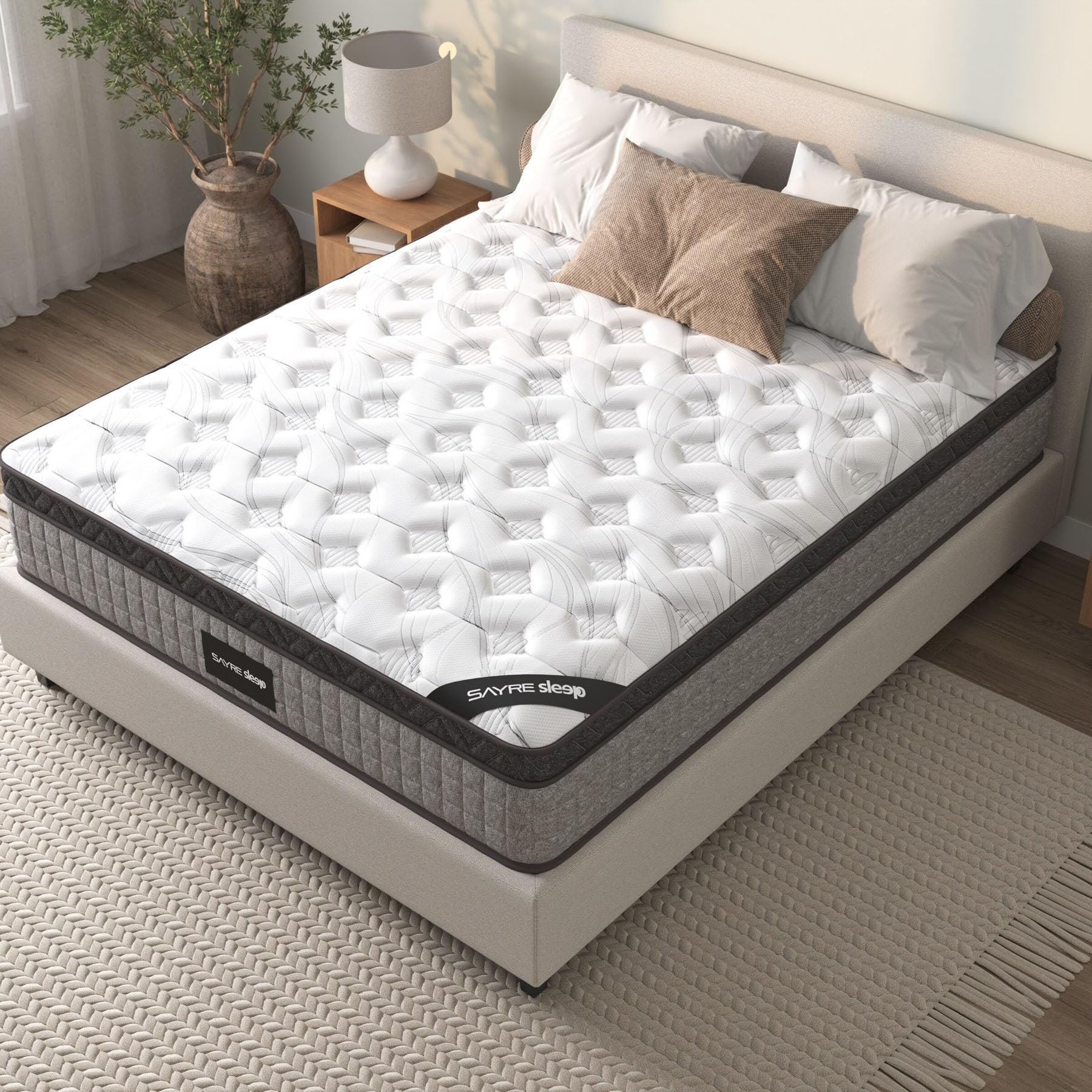 10" Queen Memory Foam Mattress & Cooling Mattress in a Box, Comfy Firm Mattress & Hybrid Mattress with Diamond Innerspring Hybrid & Cooling Gel Memory Foam, Pressure Relief and Support (10", Queen)