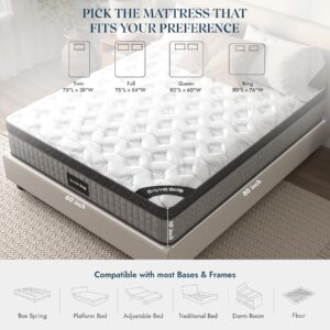 10" Queen Memory Foam Mattress & Cooling Mattress in a Box, Comfy Firm Mattress & Hybrid Mattress with Diamond Innerspring Hybrid & Cooling Gel Memory Foam, Pressure Relief and Support (10", Queen)