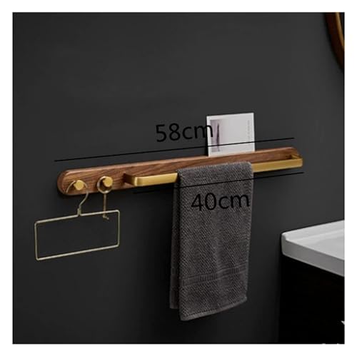 Towel Racks Walnut Single Pole Hotel Towel Rack,Household Bathroom with 2 Hooks,Kitchen Wall Hanging Storage Rack Towel Storage Holder Bath