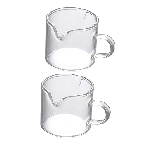 FUNOMOCYA 2pcs Double Mouth Milk Cup Coffee Beaker Mug Clear Pourer Bottle Brush Measuring Cups Espresso Coffee Maker Machine Tea Serving Pitcher Sauce Dish Coffee Machine Espresso Glass