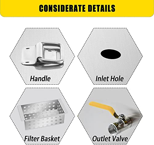 CUTPOIY Commercial Restaurant Grease Trap, Filter Water and Oil Kitchen Catering Grease Trap, Stainless Steel Sewage Small