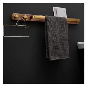 Towel Racks Walnut Single Pole Hotel Towel Rack,Household Bathroom with 2 Hooks,Kitchen Wall Hanging Storage Rack Towel Storage Holder Bath