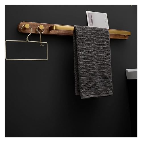 Towel Racks Walnut Single Pole Hotel Towel Rack,Household Bathroom with 2 Hooks,Kitchen Wall Hanging Storage Rack Towel Storage Holder Bath