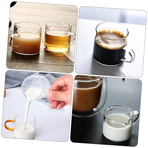 FUNOMOCYA 2pcs Double Mouth Milk Cup Coffee Beaker Mug Clear Pourer Bottle Brush Measuring Cups Espresso Coffee Maker Machine Tea Serving Pitcher Sauce Dish Coffee Machine Espresso Glass