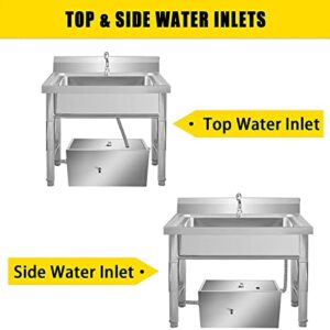 CUTPOIY Commercial Restaurant Grease Trap, Filter Water and Oil Kitchen Catering Grease Trap, Stainless Steel Sewage Small