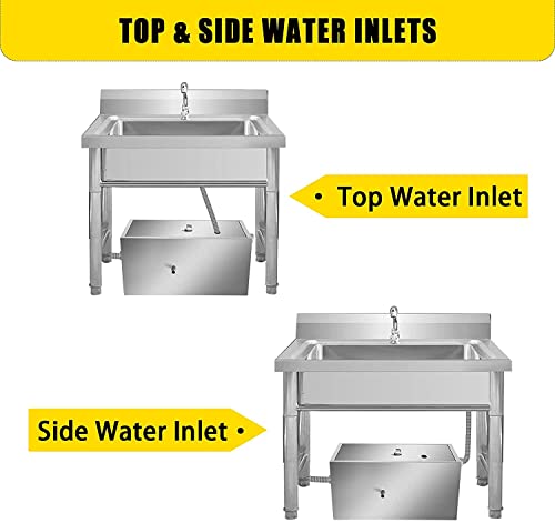 CUTPOIY Commercial Restaurant Grease Trap, Filter Water and Oil Kitchen Catering Grease Trap, Stainless Steel Sewage Small