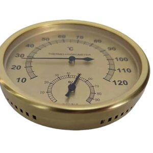 CAZSTYK TH400 11cm Mini Round Gold Hygrometer Humidity Meter Gauge No Battery Needed