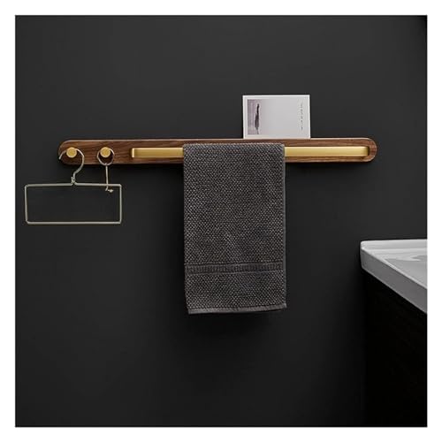 Towel Racks Walnut Single Pole Hotel Towel Rack,Household Bathroom with 2 Hooks,Kitchen Wall Hanging Storage Rack Towel Storage Holder Bath