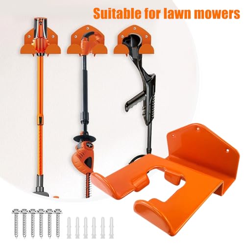 HEVIRGO 2Pcs Garage Tool Organizer Wall Mount,Wall Mounted Grass Trimmer Racks Lawn Trimmer Holders Rustproof Easy Installation Heavy Duty Ladder Hooks,Mounted Grass Trimmer Rack 2pcs