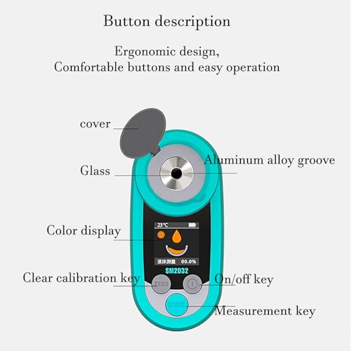 LHQYA Digital Sugar Refractometer, Portable Smart Sweetness Meter, Automatic Temperature Compensation/3s Measurement/Measurement Range: Brix0.0%~32%/Sampling Value: ≥0.3ml, for Fruits