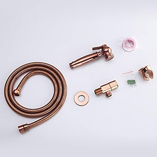 JIYTG Toilet Spray Gun Set Bidet Attachment for Toilet Handheld Cloth Diaper Toilet Sprayer Kit Cold Water with Hose Brass Rose Toilet Bidet Sprayer Head